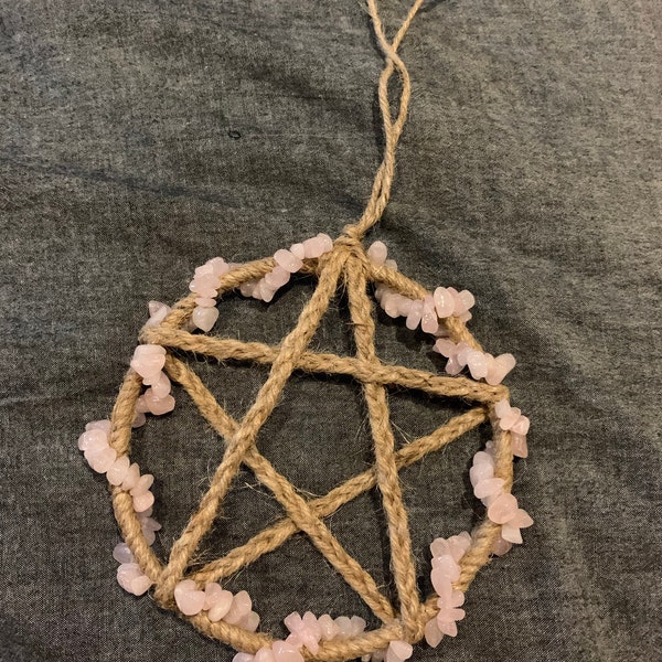 Rose Quartz Crystal Pentacle Wall Hanging: Witchy Altar Decor - Etsy