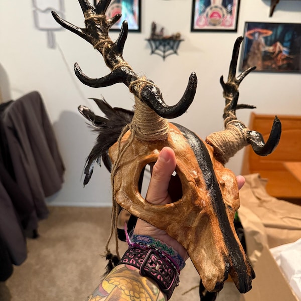 Ram Horn Skull Pagan Viking Ritual Skull Witchcraft Skull Deer Antler ...