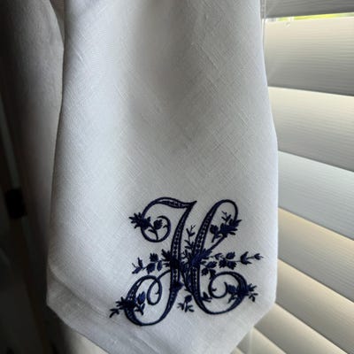 White Personalized Embroidery on a White Napkin, Monogrammed Napkins ...