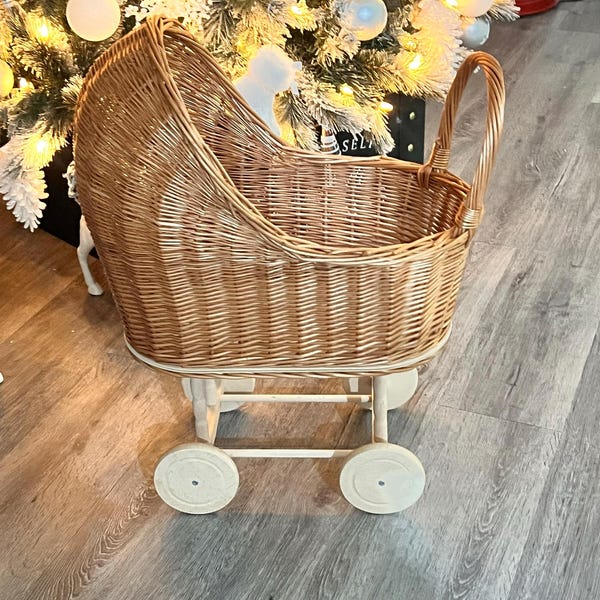 Ecological Bed for Dolls, Wicker Cradle for Dolls in Natural Color ...