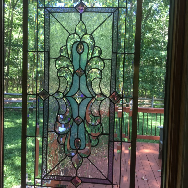 Stained Glass Transom Window HANGING 28 X 13 Including Hooks - Etsy