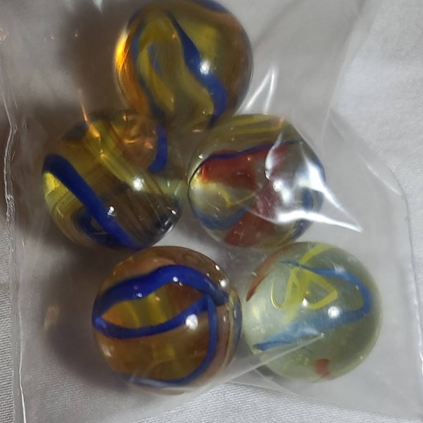 16mm "fiesta" Glass Marble Players 5/8th" Pack of 5 House of Marbles ...