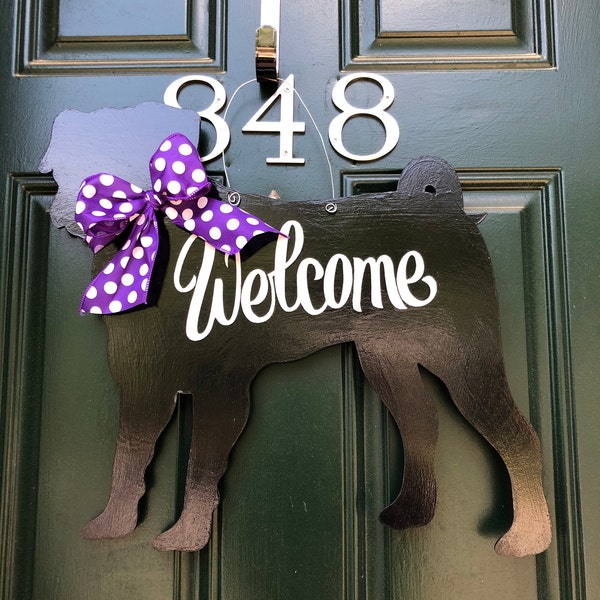 Pug Dog, Pug Door Hanger, Pug Decal, Pug Welcome Sign, Pug Wreath, Pug ...