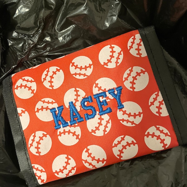 KIDS PERSONALIZED WALLETS - Embroidered Nylon Trifold Camo and Sports ...