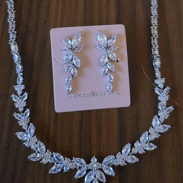 Bridal Necklace Set Silver Wedding Jewelry for Bride Silver Bridal ...