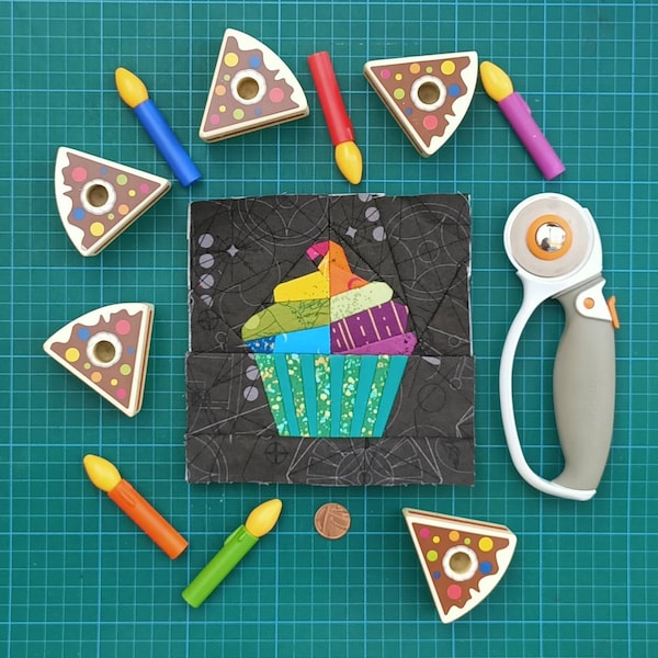 Cupcake Quilt Block Pattern, 4 Sizes PDF Instant Download, Foundation ...