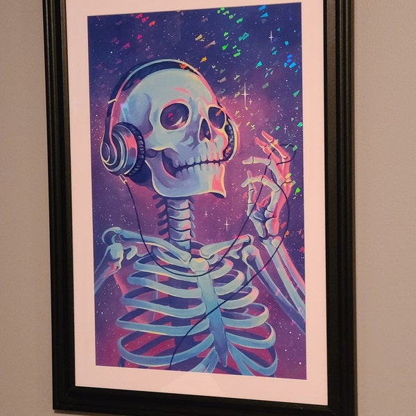 Lo-fi for Skeletons 11x17 Holo Print Holographic Acrylic Painting Art ...