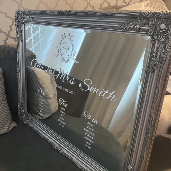 Full Length Mirror Wedding Table Plan • Vinyl Lettering/vinyl Stickers ...