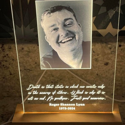 Custom Personalized Photo LED Wood Stand Room Night Light up Table Lamp ...