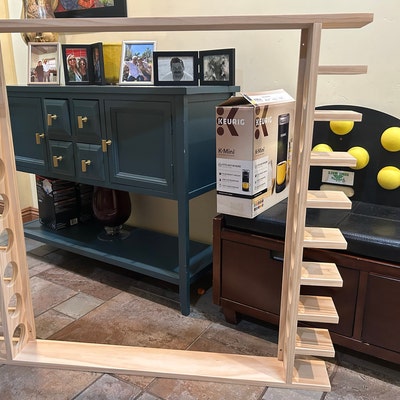 9bat Wood Baseball Bat Display Rack W/ Multiple Shelves Premium Pine ...