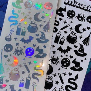 Holographic Deco Stickers Sheet Pastel Goth Magic, Witch, Warlock ...