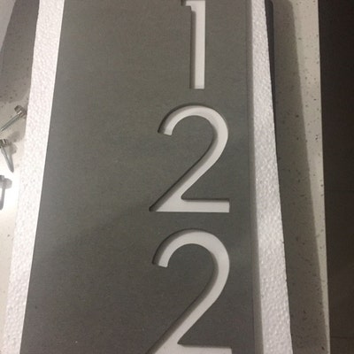 Modern House Numbers Concrete With Wood Vertical - Etsy