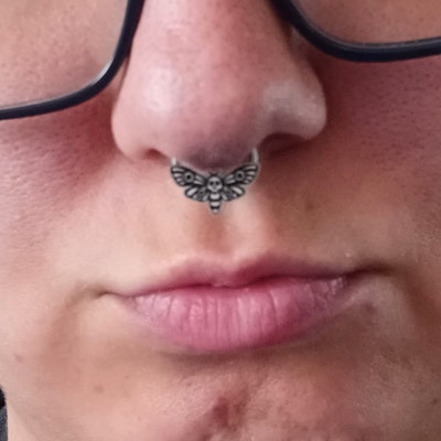 Skull Moth Ring for Septum & Daith Piercings, Death's Head Moth Captive ...
