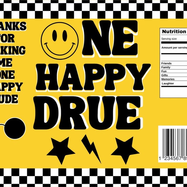 One Happy Dude Chip Bag Party Favor, Birthday Decoration, Digital ...
