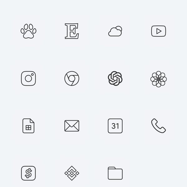 White Ios Icon Pack, Minimal White Icon Pack, Black and White Icon Pack ...