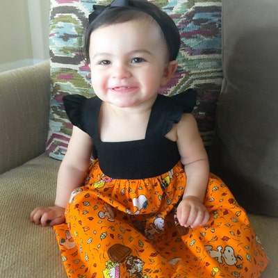 Snoopy Dress, Charlie Brown, Lucy, Peanuts Dress, Thanksgiving Baby Dress, Baby Girls Dress ...