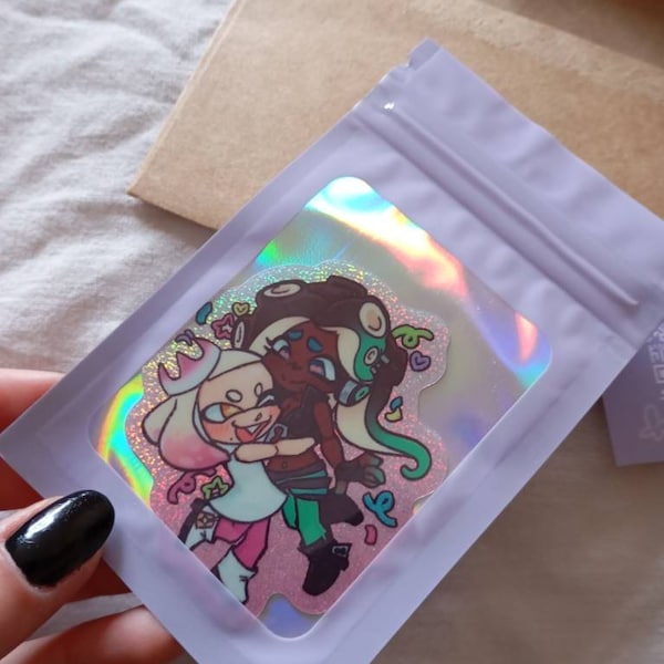 Pearl and Marina | Splatoon 2” Glitter Holographic Sticker - Etsy