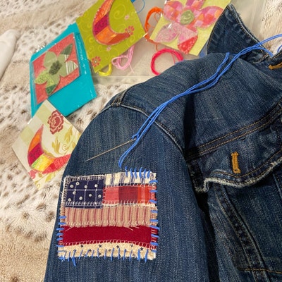 Sea Turtle Patchwork Patch, Blue Green Boho Whimsy Sea Turtles Patch, Handmade Sew on Fabric ...