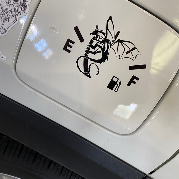 Dragon Empty Gas Tank Car Decal, Funny Car Decal, Dragon Laptop Decal ...