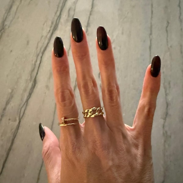 Statement Ring / 14k Solid Gold Curb Link Ring / 8MM 14k Gold Ring ...