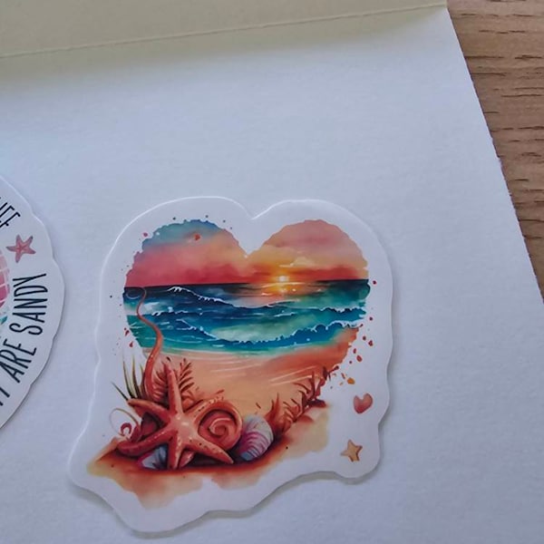 Ocean Sunset Sticker, Beach Sticker Pack, Make Waves Decal, Retro ...