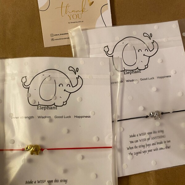 Elephant Wish String Bracelet,strength,memory,good Luck,friendship ...