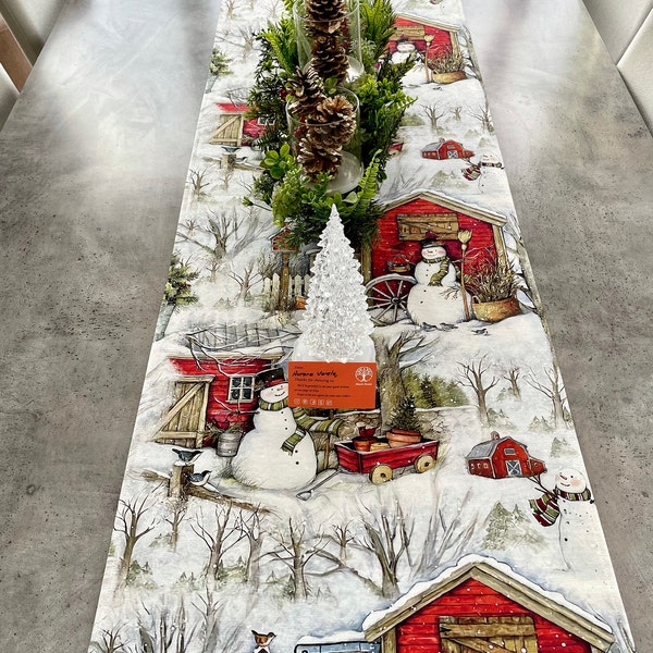 Winter Trend Table Runners|snow, Houses and Trees Table Decor|snowman ...