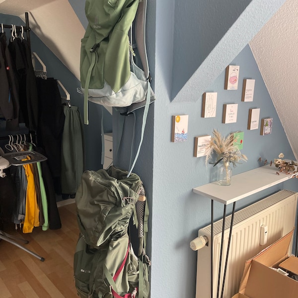 Shoulder Rack / Wall Mount Backpack Rack / Sustainable Wood Furniture ...