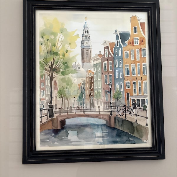 Amsterdam Painting Spring Cityscape Watercolor Art Print Netherlands ...