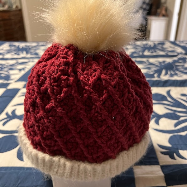 Crochet Pattern - Remington Diamond Cable Hat / Toque / Beanie by ...