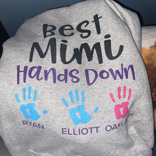 Cute Mimi Sweatshirt/ Fun Grandkids Hand Prints and Names Gift/ Best ...