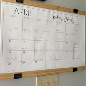 Large Personalized Monthly Wall Calendar With Wood Hanger 12 Months ...