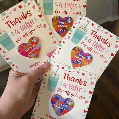 Thanks A Latte Teacher Valentine Card, Coffee Teacher Valentine, Gift ...