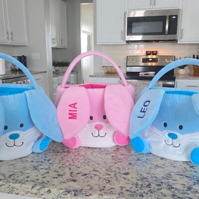 Embroidered Personalized Easter Bunny Basket, Personalized Easter ...
