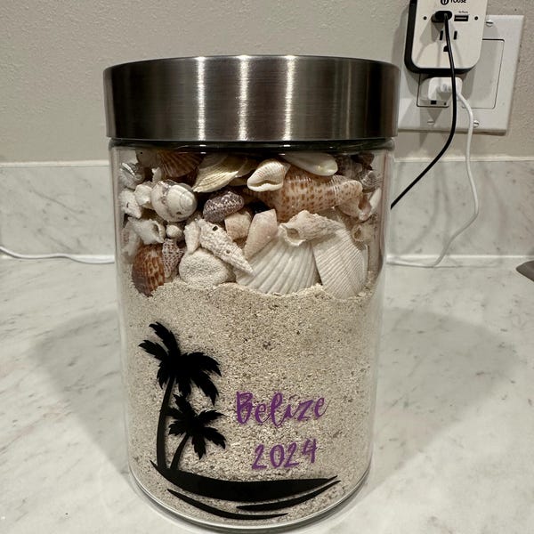 Seashell Jar Personalized - Glass, Beach Treasures Jar | Beach Wedding ...