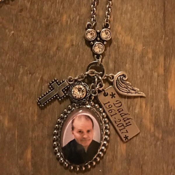 Memorial Photo Necklace, Personalized Grief Jewelry, Custom Remembrance ...