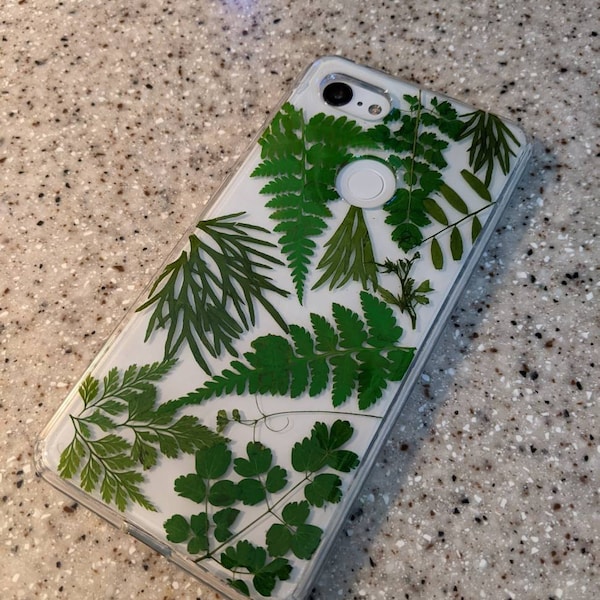 Pressed Flower Dried Leaf Fern Plant Phone Case, iPhone 16 Pro Max 15 ...