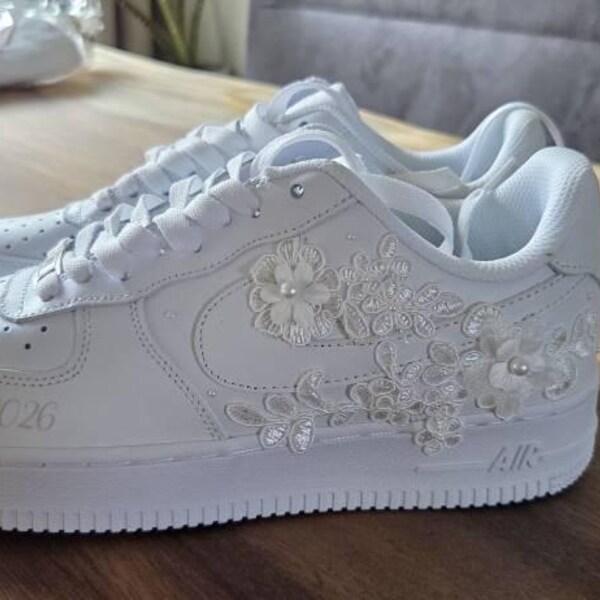 Bridal Air Force 1 Butterfly Floral Embroidered Sneakers • Bridal Shoes ...