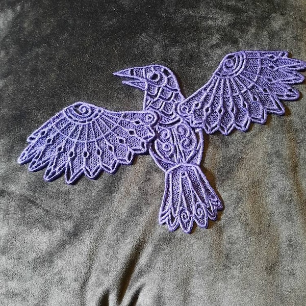 Embroidered Lace Raven Applique Patch - Etsy