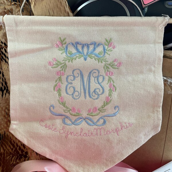 Grandmillennial Bow Nursery Decor Bow Girl Nursery Banner Welcome Baby ...