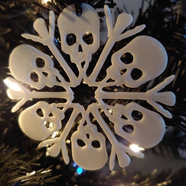 Skull Snowflake Skullflake Gothmas Hexmas Snowflake Tree Decoration 3d ...