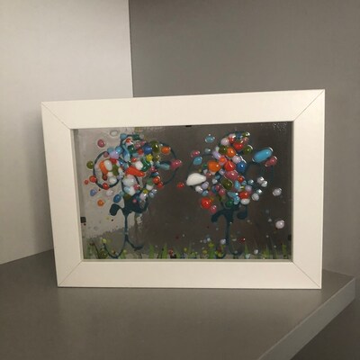 Fused Glass Box Framed Coed Enfys rainbow Trees Design - Etsy
