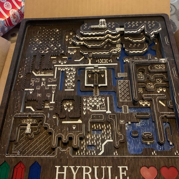 3D Hyrule Video Game Map Laser Cut Wood Multilayer Custom Decor ...