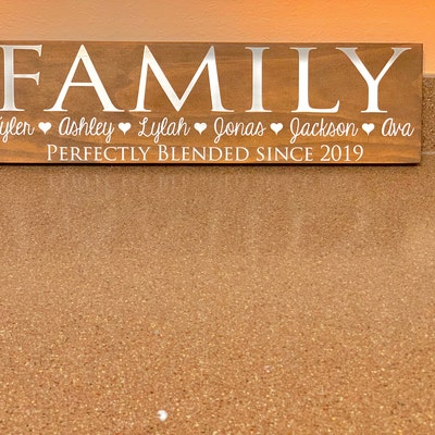 Blended Family Wood Sign Family Wall Decor Family Sign With Names ...