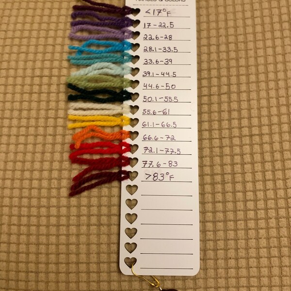 Temperature Blanket Reusable Color Chart. Erasable Swatch Chart for ...