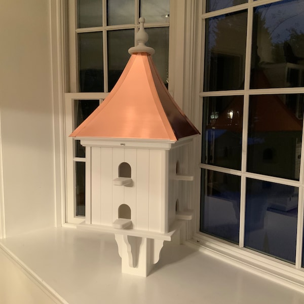 Copper Roof Bird House Handmade, Extra Large With 8 Nesting ...