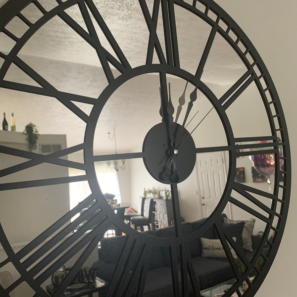 Gold Wall Clock, Mirror Clock, Gold Colored Roman Numerals on a Round ...