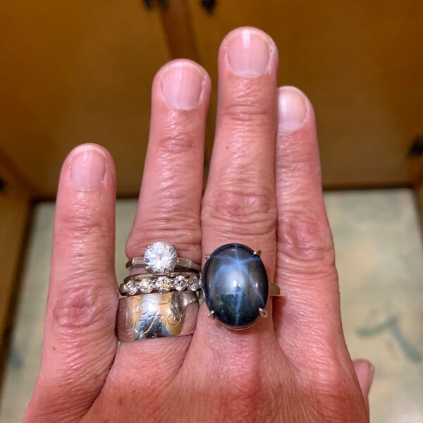 Large Intense Blue Lab Quartz in Sterling Silver Cocktail Ring 8.9ct ...