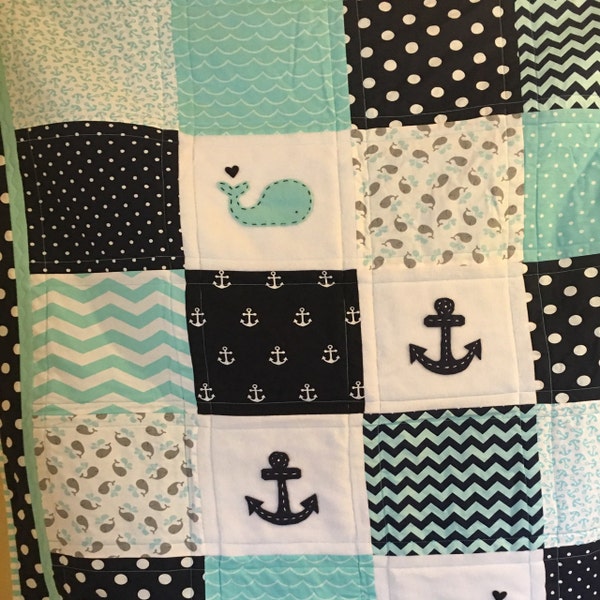 Nautical Baby Quilt/coastal Quilt/baby Quilt/handmade Baby Quilt ...