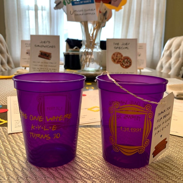 Friends Birthday Cups, Friends Theme Party, Friends Cups, Friends ...